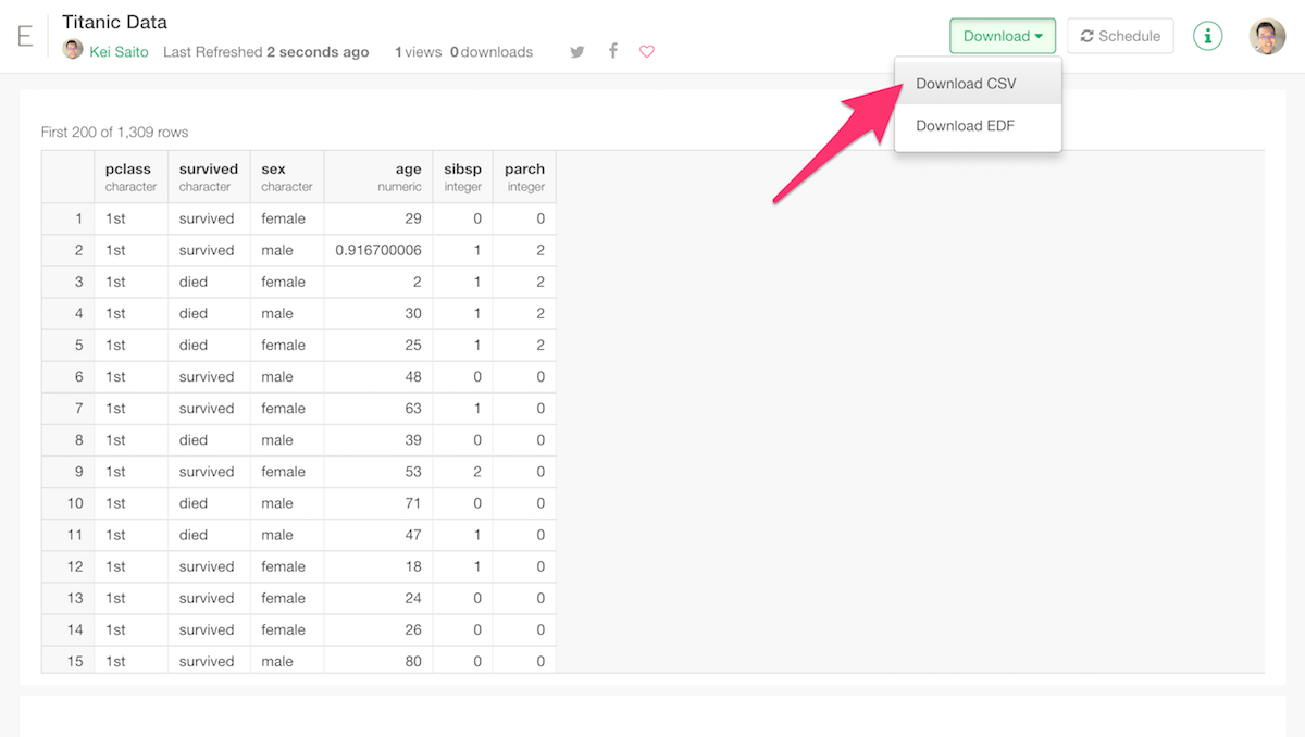Once you download the data file, import it into Exploratory. Click the + button to the right of ...